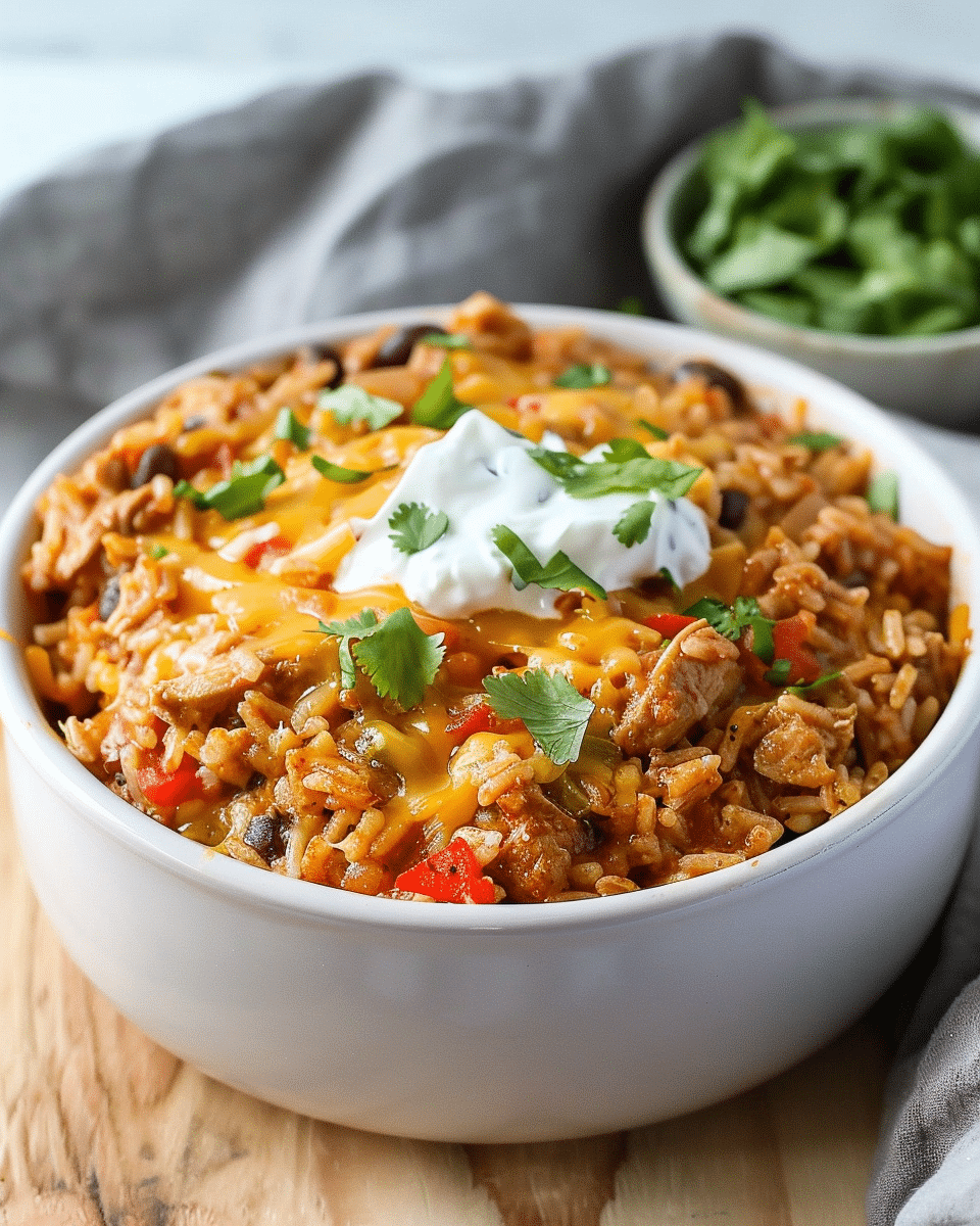Slow Cooker Cheesy Chicken Taco Rice - All Recipes Made