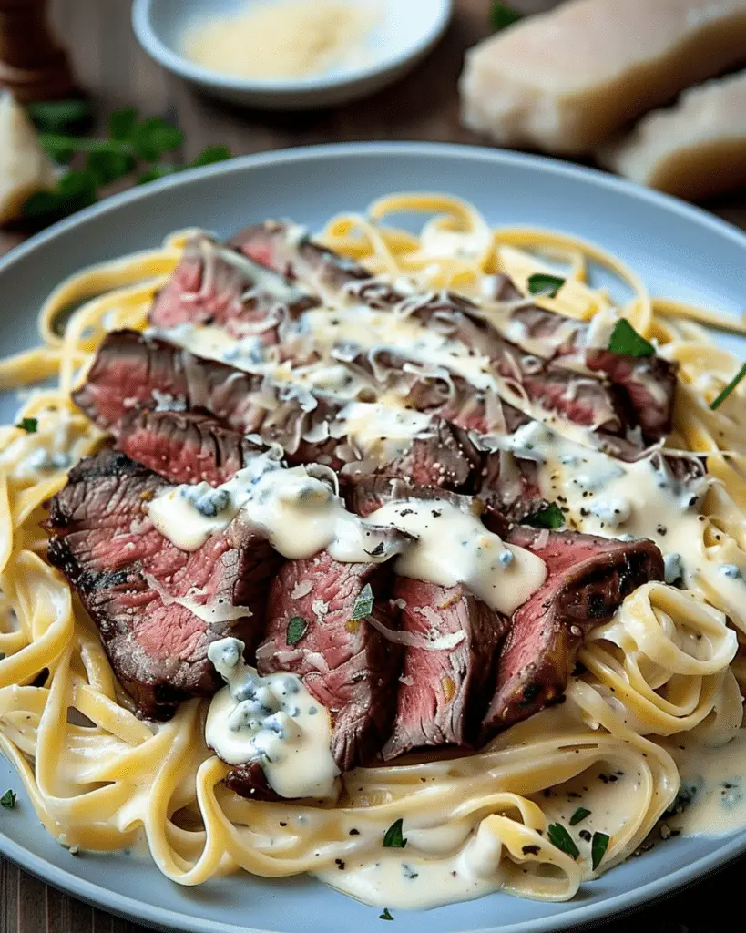 Savory Steak Gorgonzola Alfredo with Creamy Parmesan Sauce - All ...