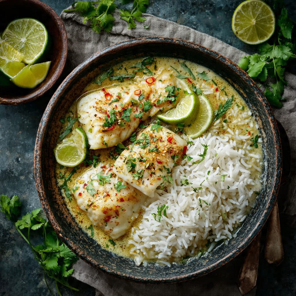 Tropical Coconut Lime Fish Curry with Jasmine Rice - All Recipes Made