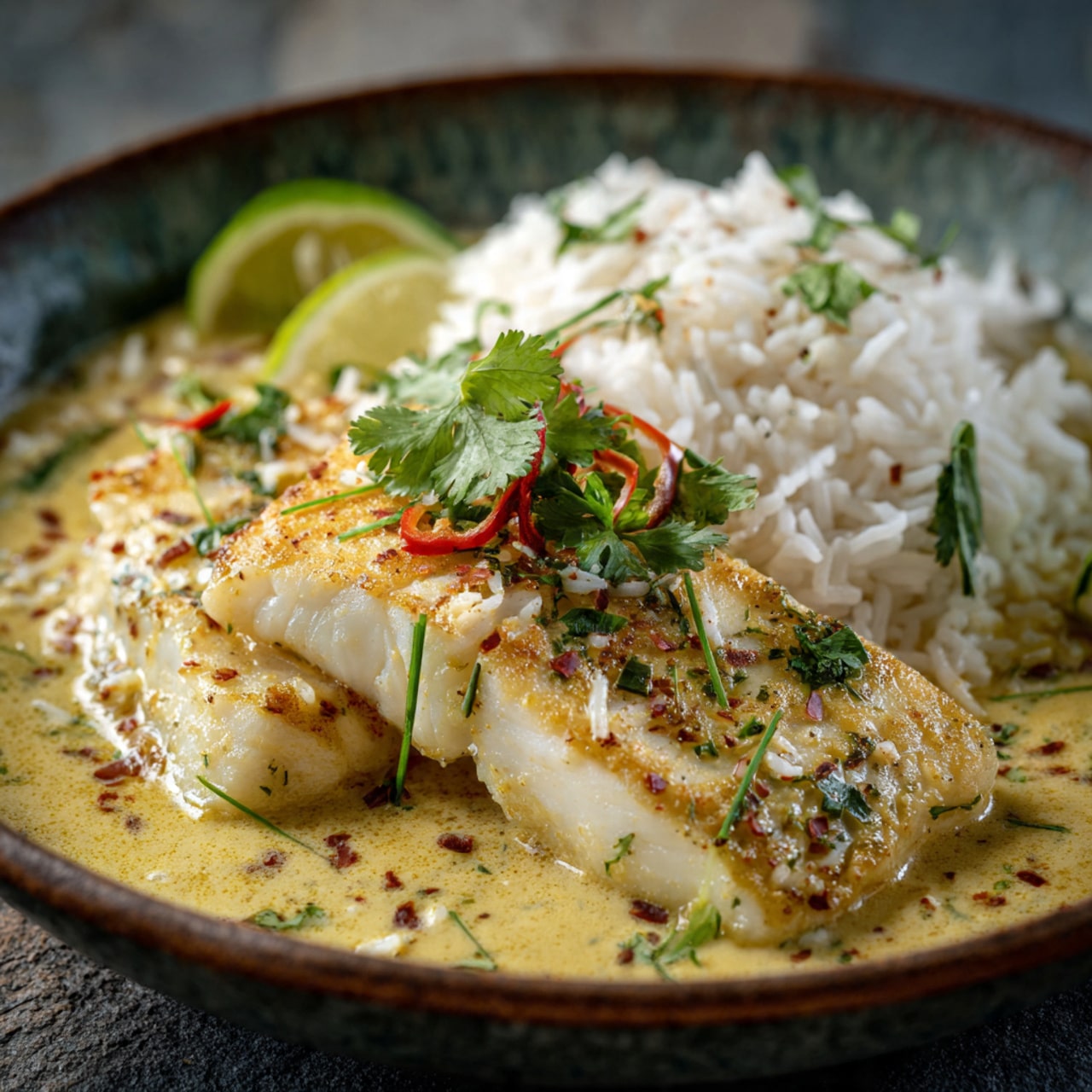 Tropical Coconut Lime Fish Curry with Jasmine Rice - All Recipes Made